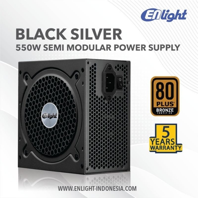 Jual Power Supply ENLIGHT ORIGINAL 550 watt Pure 80 Plus Black Silver ...