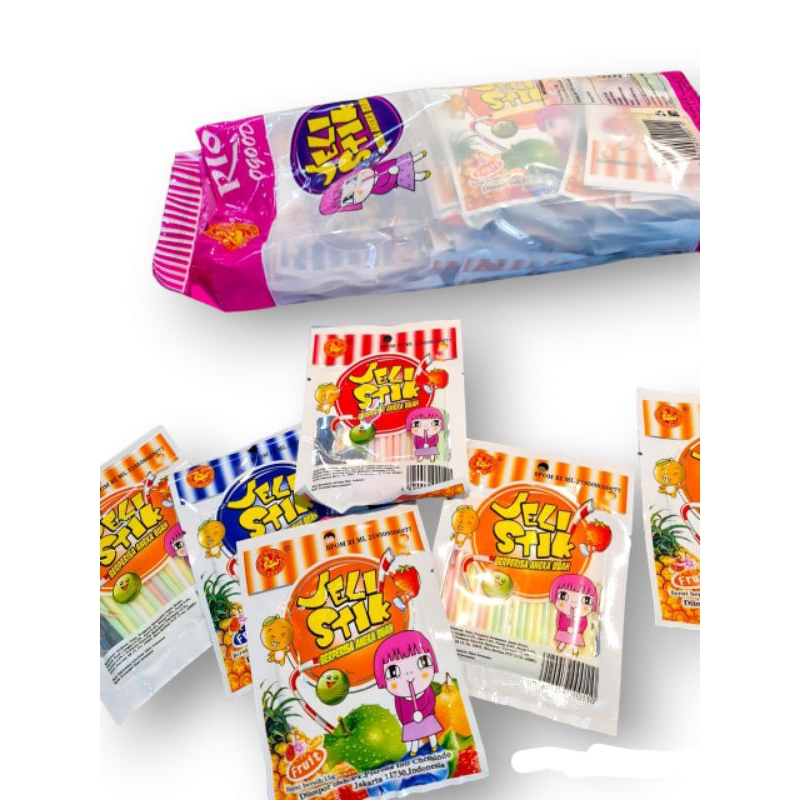 Jual Permen Jeli Stik Pendek 1 pack isi 50Pcs / Qeqe Potong / Permen ...