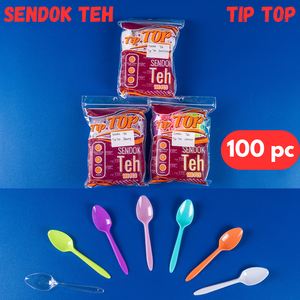 Jual Sendok Teh Plastik 100pc / Sendok Puding Ice Cream Warna Tip Top ...