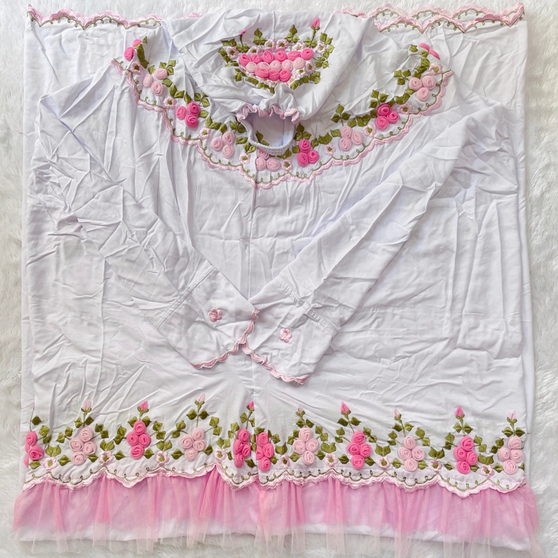 Jual MUKENA BORDIR TILE PREMIUM TERUSAN LAJURAN cantik DEWASA pink ...