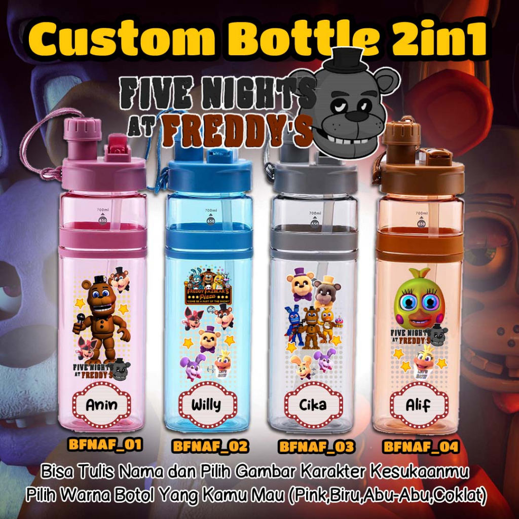 Jual BOTOL MINUM CUSTOM 2 IN 1 DESAIN KARTUN GAME POPULER FNAF FIVE NIGHTS KARAKTER MONSTER ...