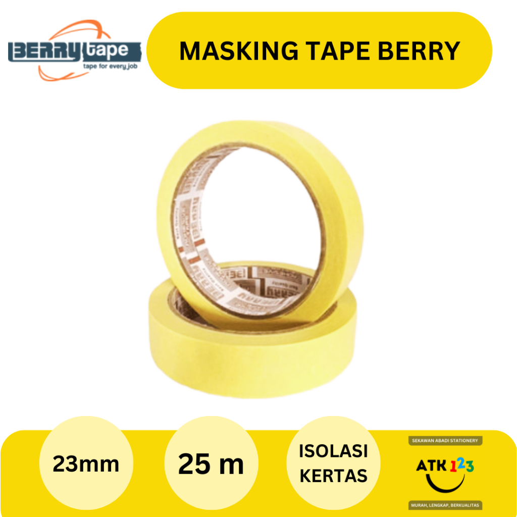 Jual BERRY Masking Tape / Isolasi Kertas Merk Berry 23mm x 25m | Shopee ...