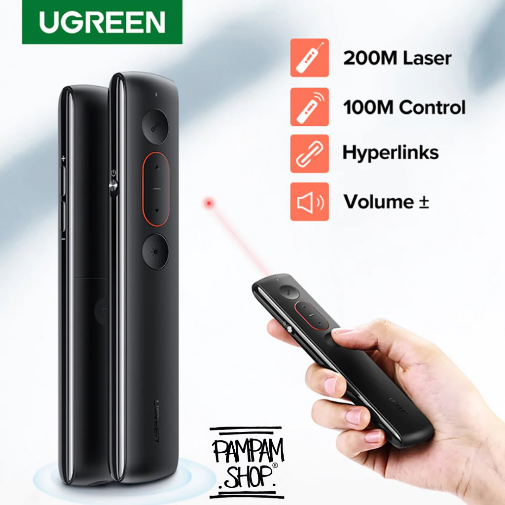 Jual UGREEN ORIGINAL Wireless Laser Pointer with Volume Control Presenter USB PPT Power Point ...