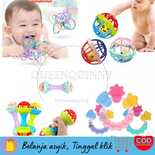 Jual QQS Gigitan Bayi Rattle Rantai Empeng Tali Empeng mainan ...