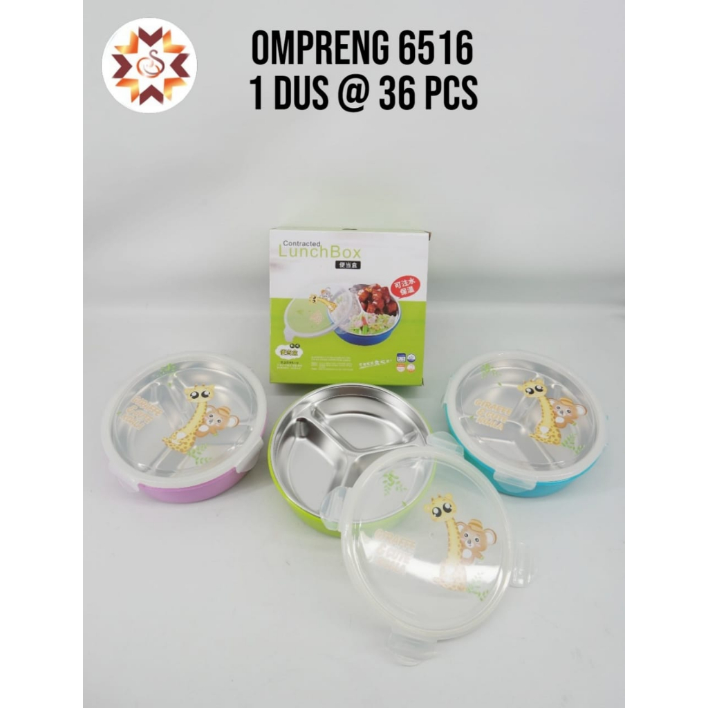 Jual Kotak Makan Lunch Box/ Ompreng Bulat Besar Karakter 3 Sekat/ Kotak ...