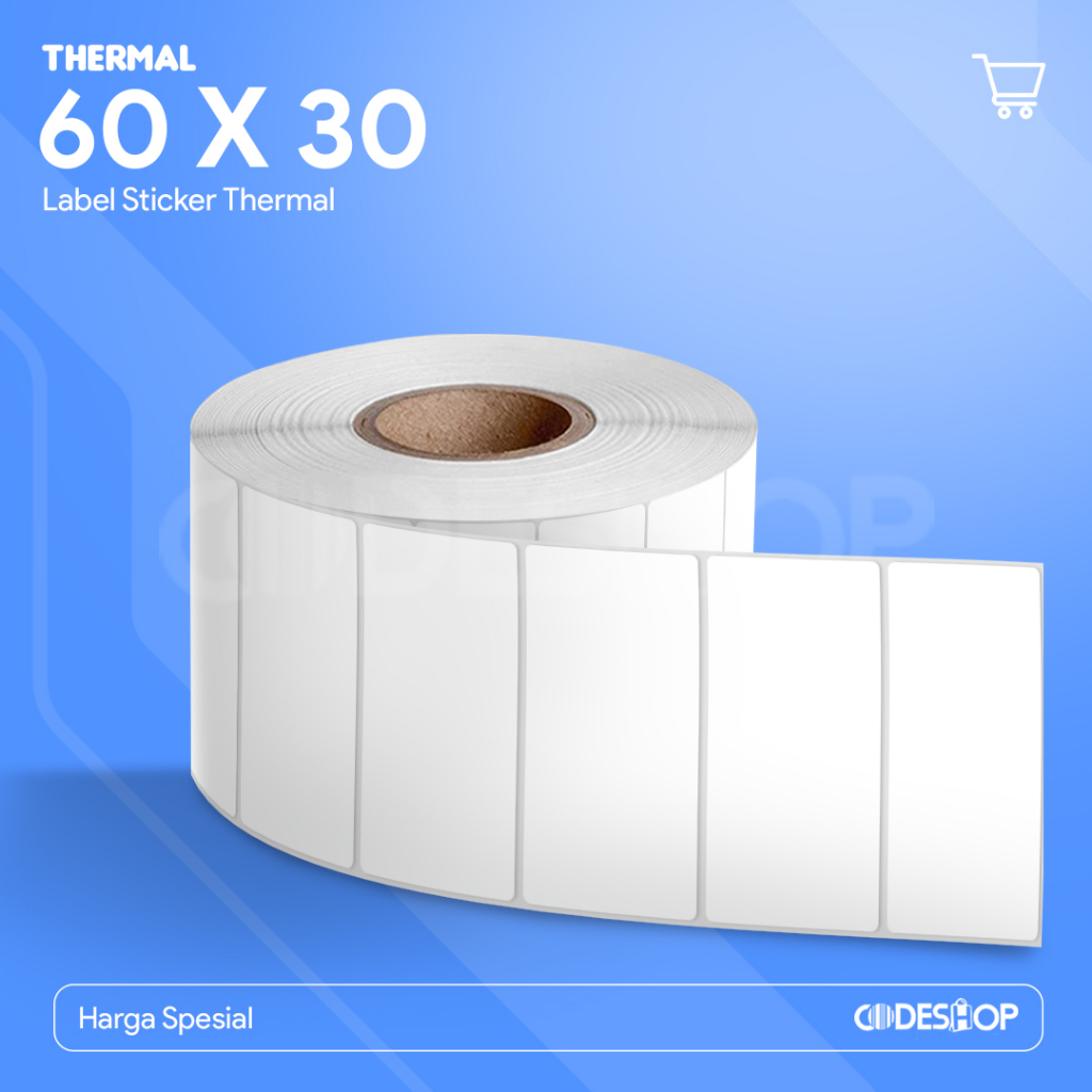 Jual KERTAS STIKER LABEL BARCODE 60X30MM THERMAL ISI 500 | Shopee Indonesia