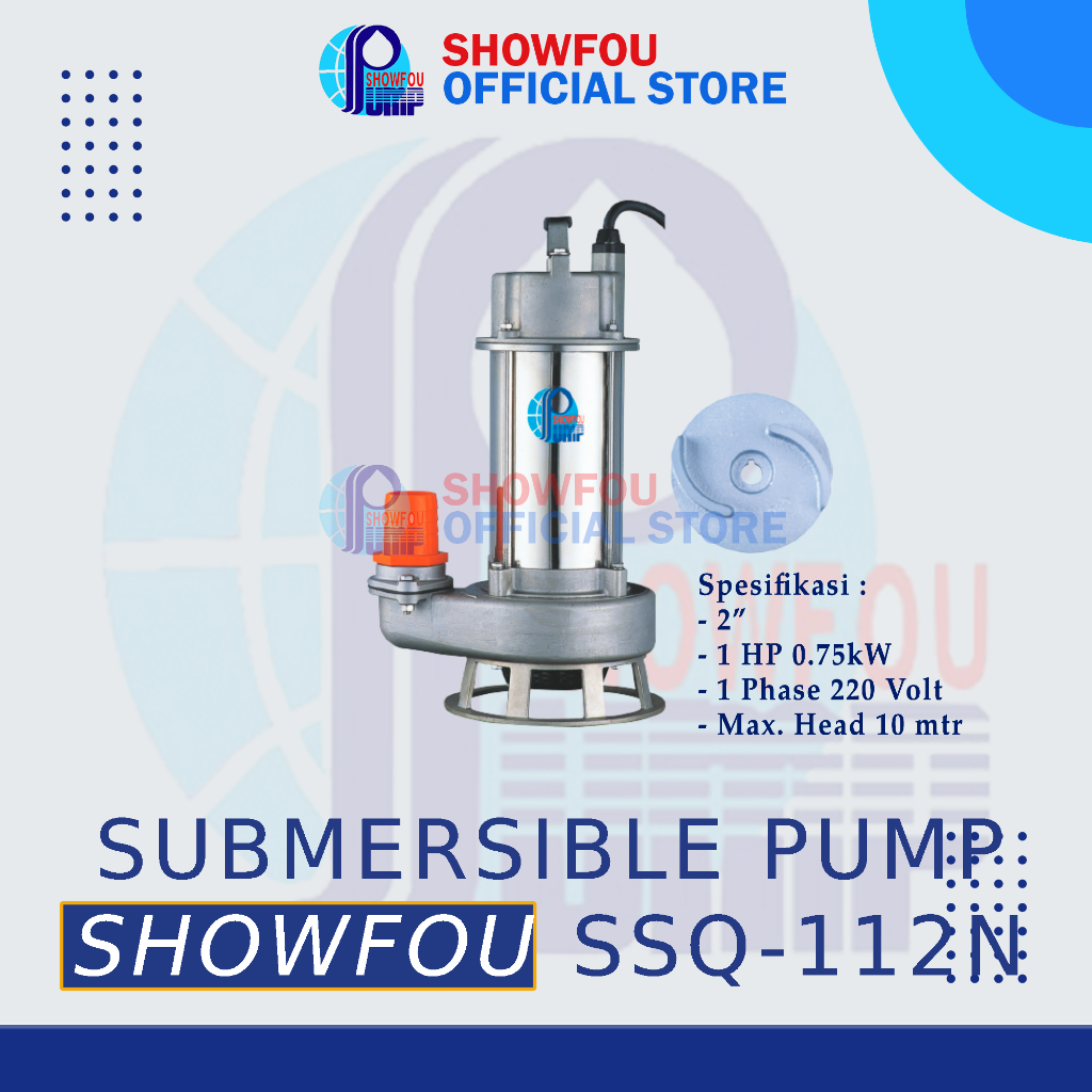 Jual SHOWFOU SUBMERSIBLE PUMP SSQ-112N, 1 HP, 1 Phase 0.75 kWatt 2 Inch ...