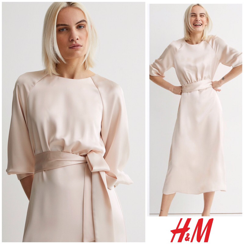Jual Hnm satin dress with belt | Shopee Indonesia