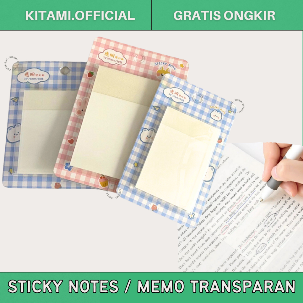 Jual STICKY NOTES TRANSPARAN | KERTAS MEMO BENING PLANNER JOURNALING ...
