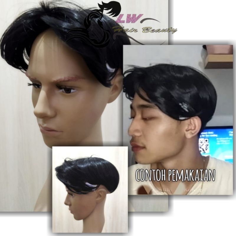 Jual Hairtop Toupe Penutup Botak Tengah Pemanjang Rambut | Shopee Indonesia