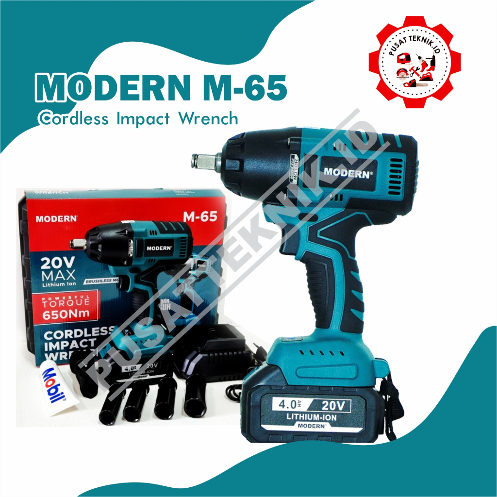 Jual MODERN M65 IMPACT WRENCH 20V MESIN BUKA BAUT CORDLESS DRILL MODERN ...