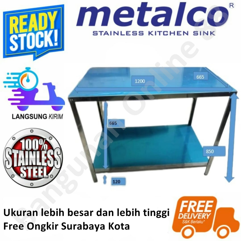 Jual Meja Kompor Meja Serba Guna Meja Dapur Rak Stainless Metalco MMT 2 ...