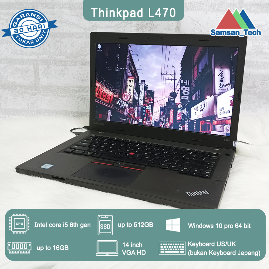 Jual Laptop Lenovo Thinkpad L470 i5 Gen6 RAM 16GB SSD 512GB 14inch ...