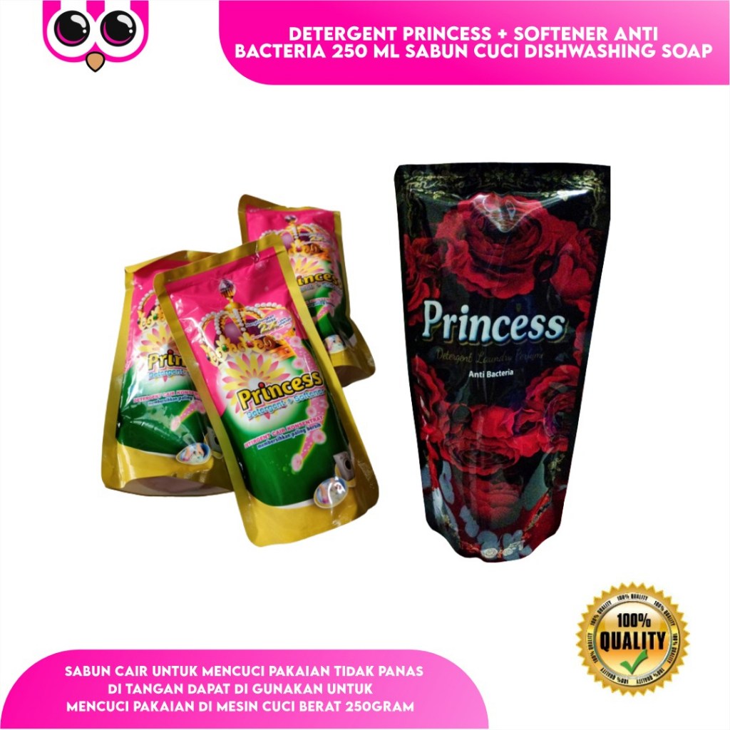 Jual DETERGENT PRINCESS + SOFTENER ANTI BACTERIA 250 ML SABUN CUCI ...