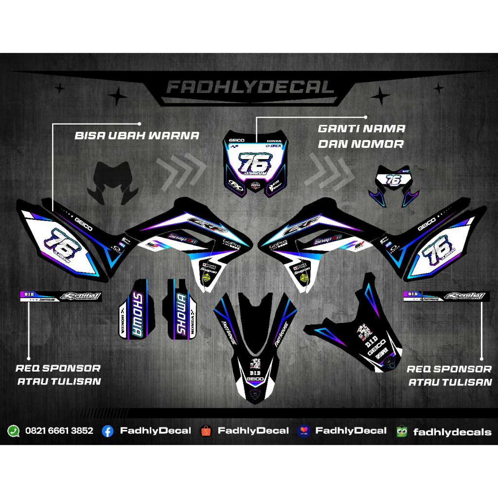 Jual Decal STIKER CRF 150L FULLBODY Spesial Hitam, Putih, Gradasi Biru ...