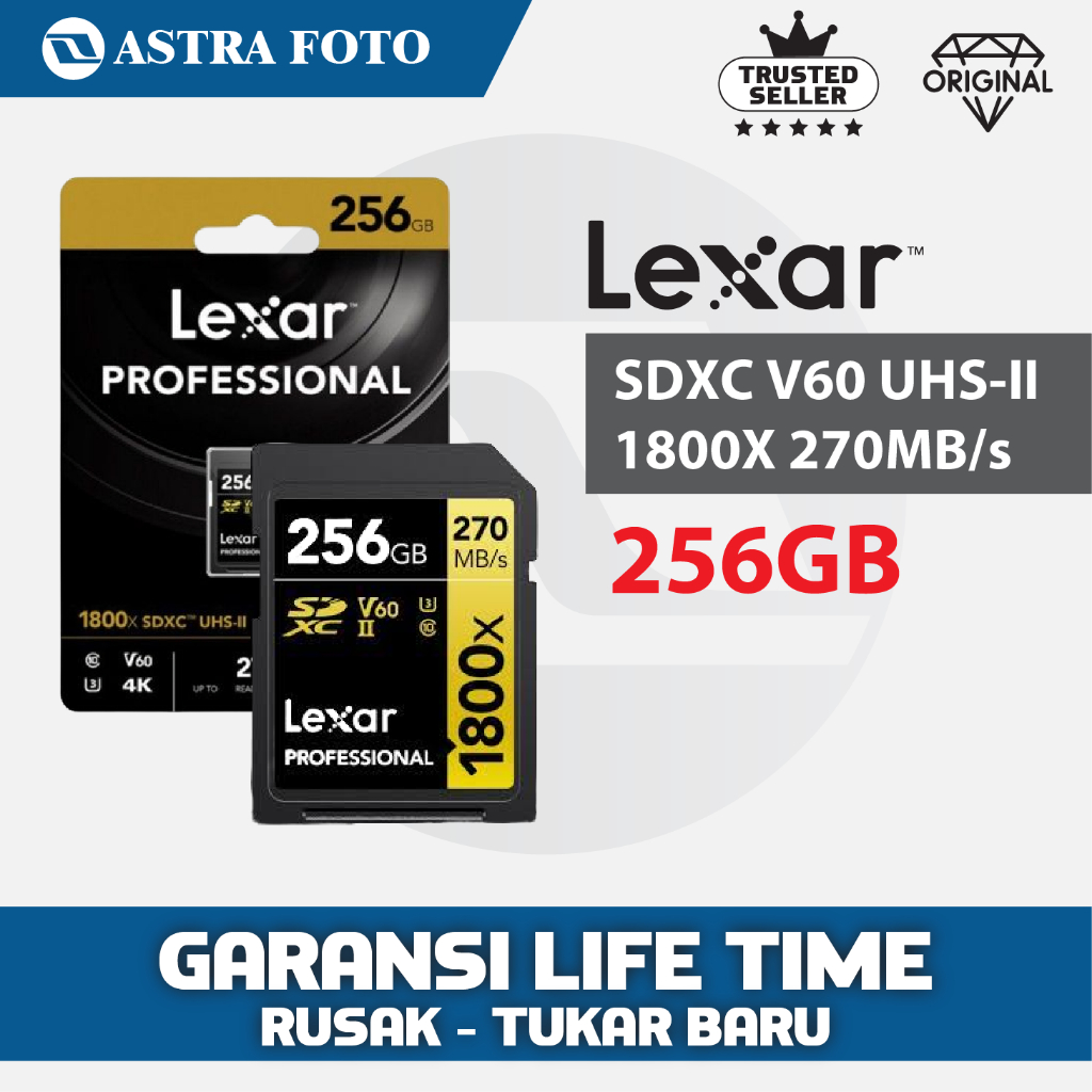 Jual Lexar 256GB Professional 1800x SDXC UHS-II V60 / SD Card 256GB ...