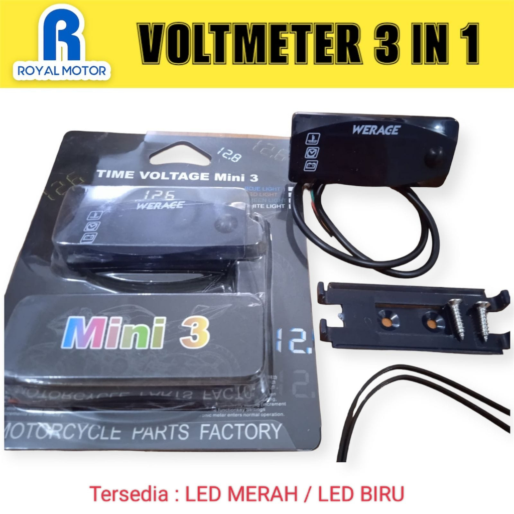 Jual VOLTMETER AKI 3 IN 1 SUHU JAM ALAT PENGUKUR DAYA AKI MINI 3IN1 PLUS PENGUKUR SUHU UDARA DAN ...