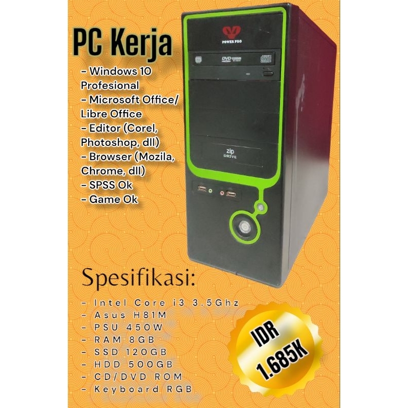 Jual PC KANTOR || PC KERJA || PC RINGAN || || PC INTEL CORE I3 3.5 Ghz ...