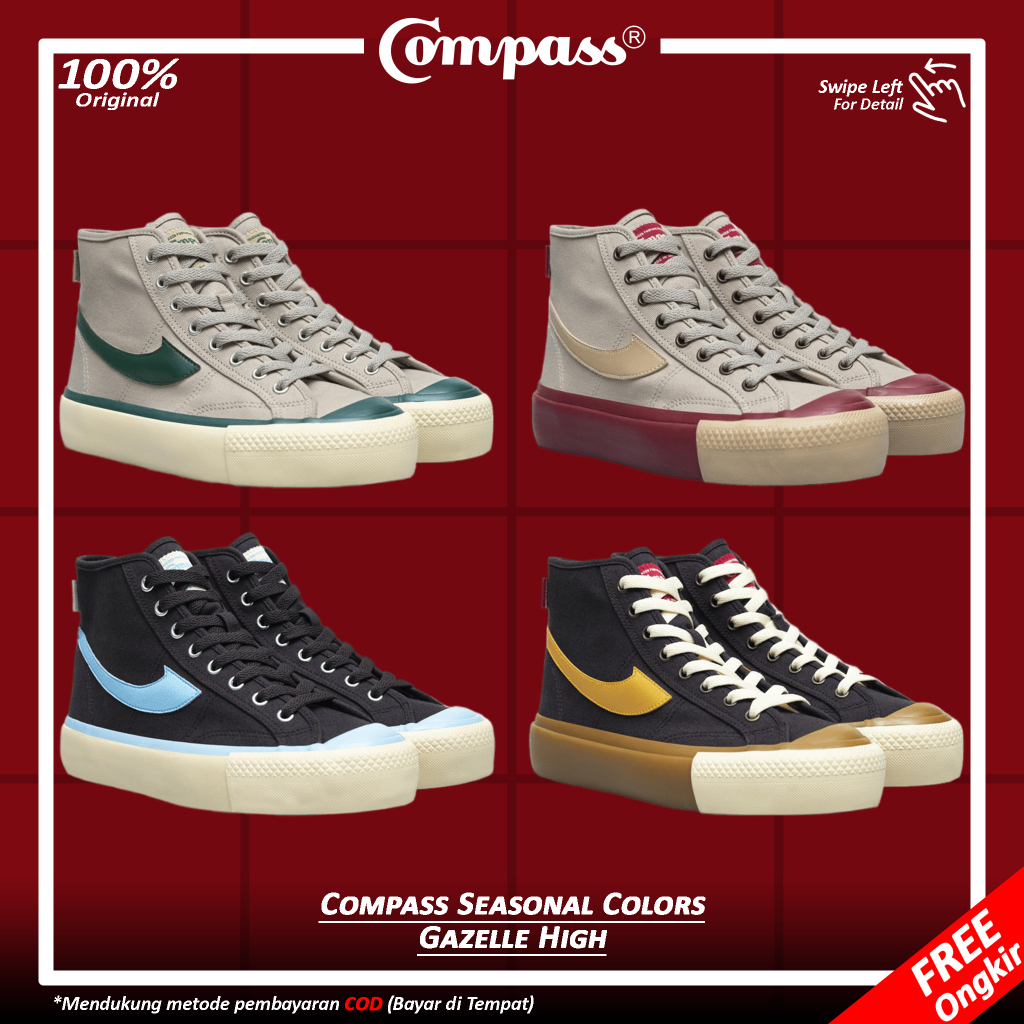 Jual Compass Seasonal Colors Gazelle Hi Wafer Green / Wafer Maroon ...