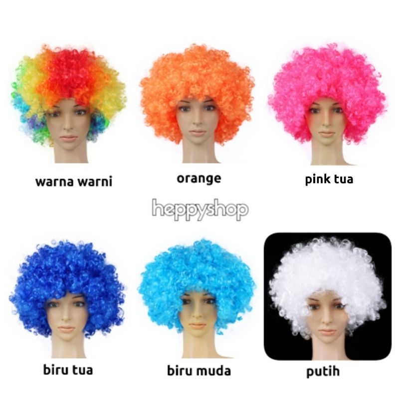 Jual Rambut Palsu Kribo Warna Wig Cosplay Badut | Shopee Indonesia