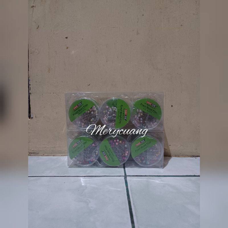 Jual JARUM PENTUL BOX MIKA BULAT BESAR MUTIARA WARNA 1 Kotak/12 Box ...