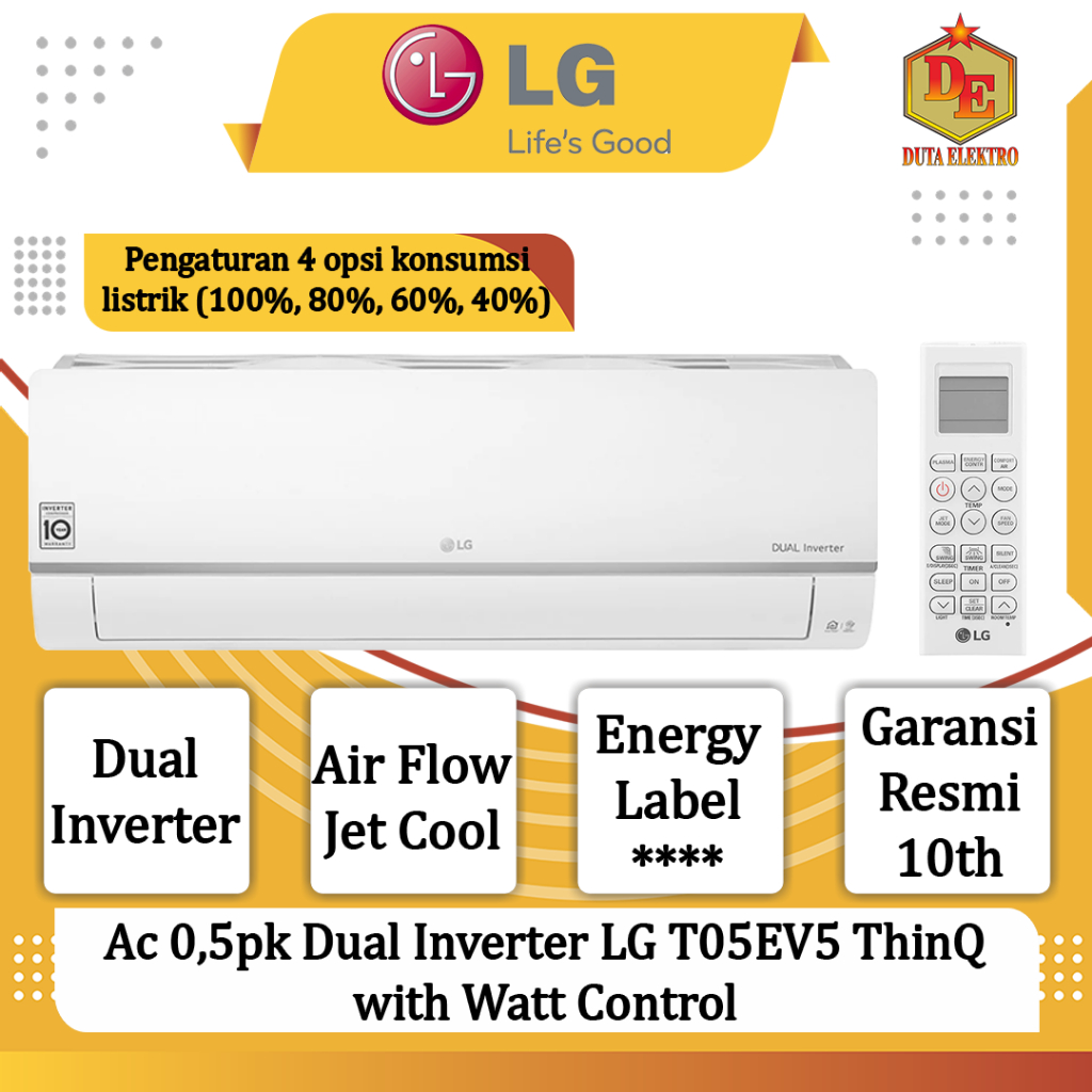 Jual AC 0,5pk LG T 05 EV5 Dual Inverter ThinQ with Watt Control ...