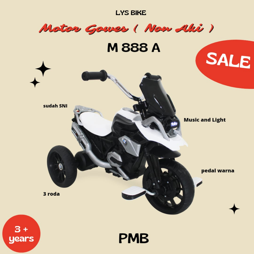Jual Motor Gowes Anak PMB / Mainan Motor Motoran Goes M 888 A Musik ...