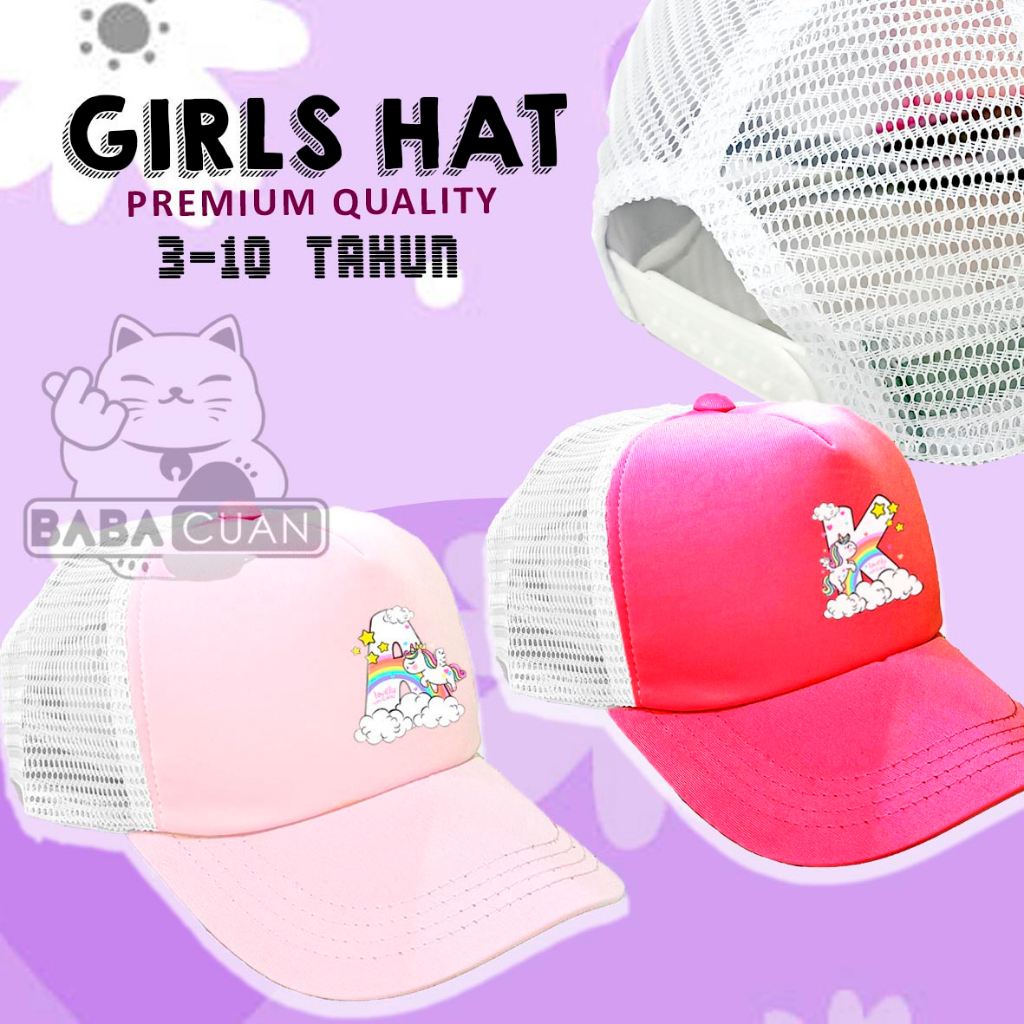 Jual PREMIUM Trucker Kids! Topi Anak Cewek Jaring ALFABET / HURUF ABJAD ...
