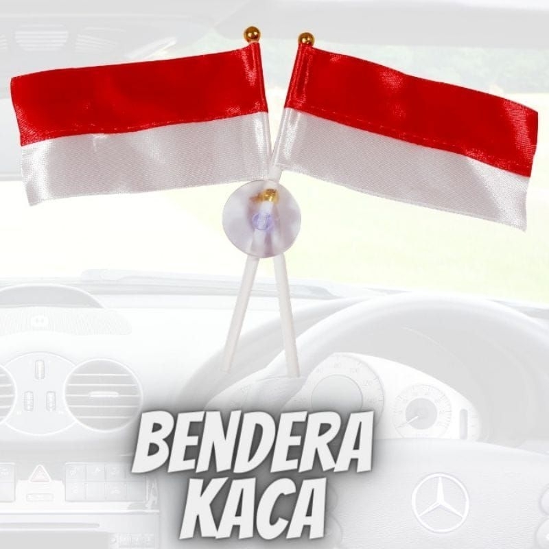 Jual GROSIR Bendera Kaca Merah Putih Bendera tempel silang hiasan ...