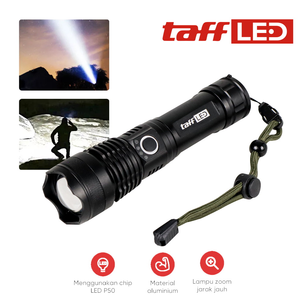 Jual TaffLED Senter LED Long Range Zoom USB Rechargeable P50 - TG-S191 ...