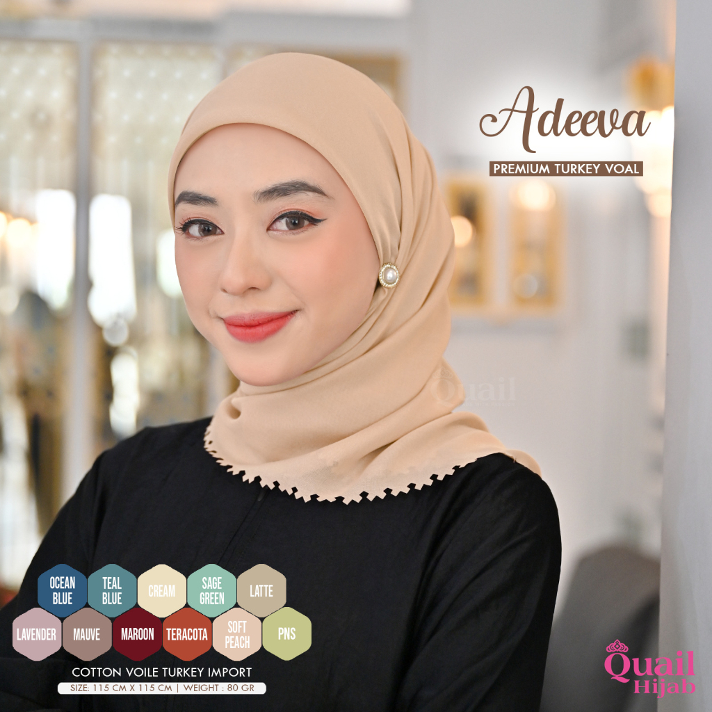 Jual Jiilbab ADEEVA Quail Hijab Original Segiempat Cotton Turkey Premium Terbaru COD Distributor ...