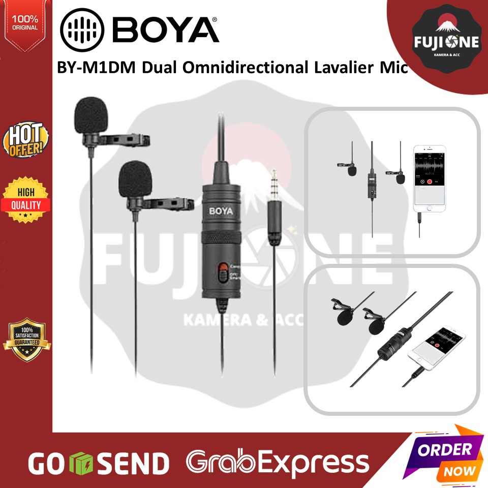 Jual Boya BY-M1DM Dual Omnidirectional Lavalier Mic Camera DSLR Smartphone | Shopee Indonesia