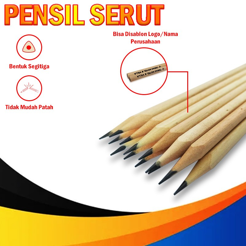 Jual Pensil Hotel murah kayu segitiga/bulat/segi enam serut/non serut ...