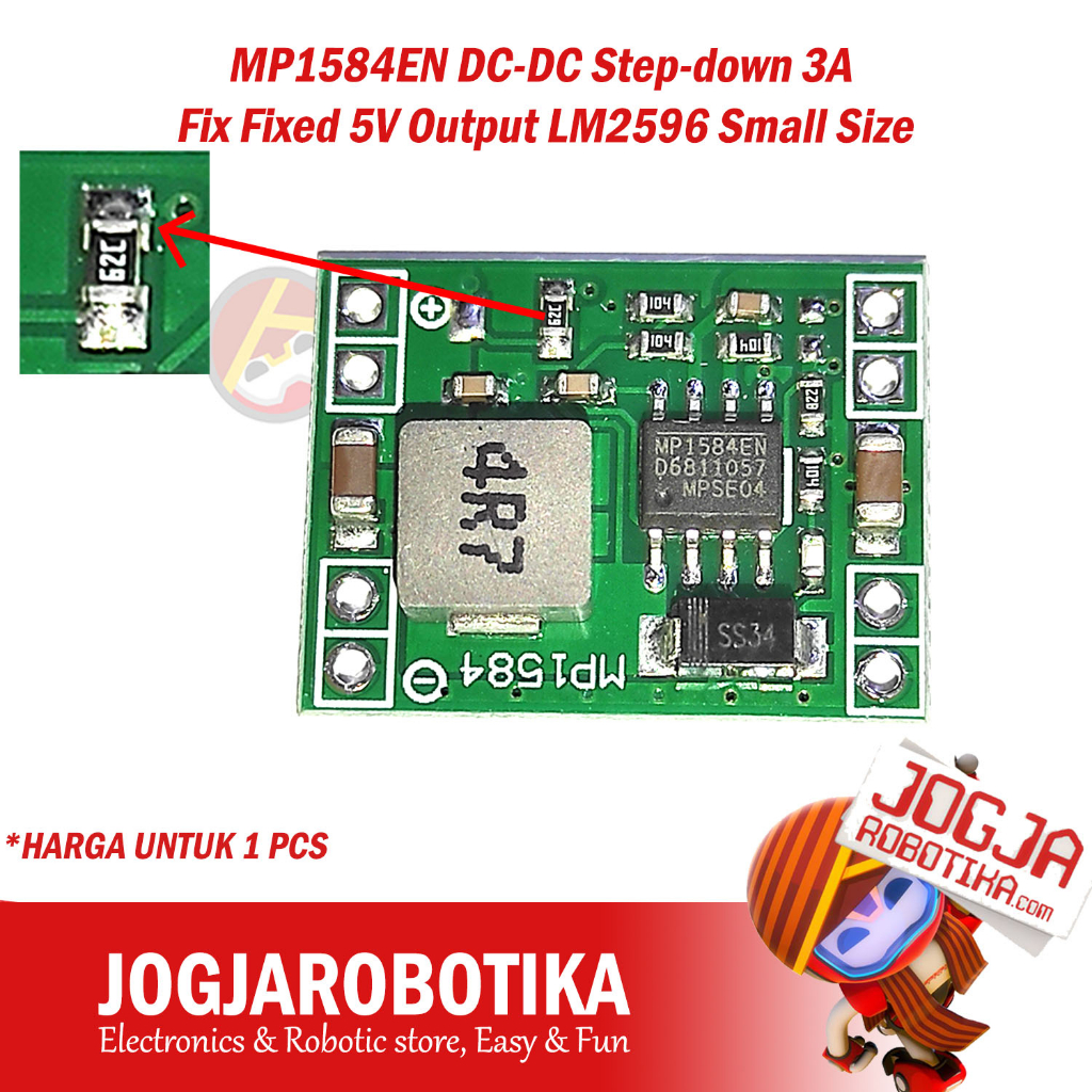 Jual MP1584EN DC-DC Step-down 3A Fix Fixed 5V Output LM2596 Small Size ...