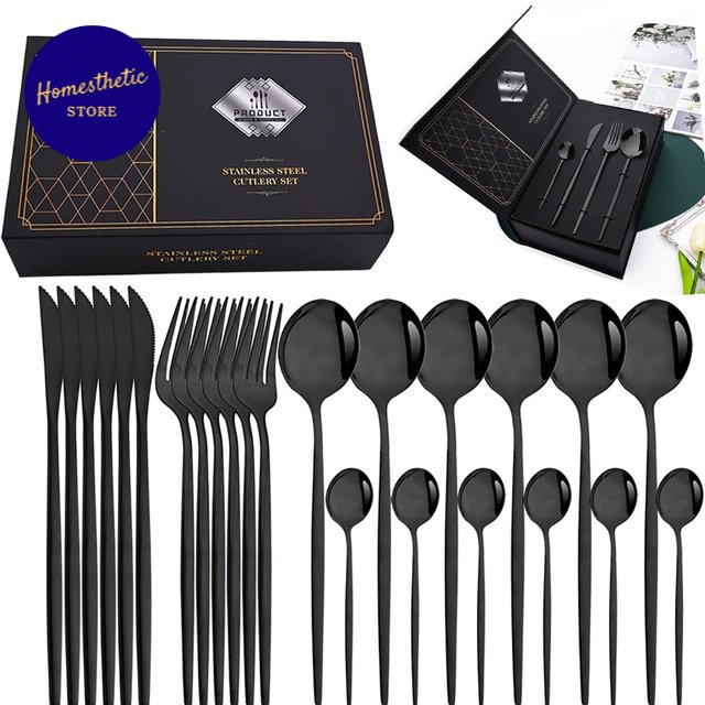 Jual Royal Cutlery Set Perlengkapan Alat Makan Sendok Garpu Pisau Set Korea Luxury Mewah 24 PCS ...