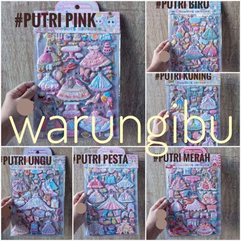 Jual Glitter Dress Princess Sticker Rangkap 2 Gambar Tempel Timbul ...