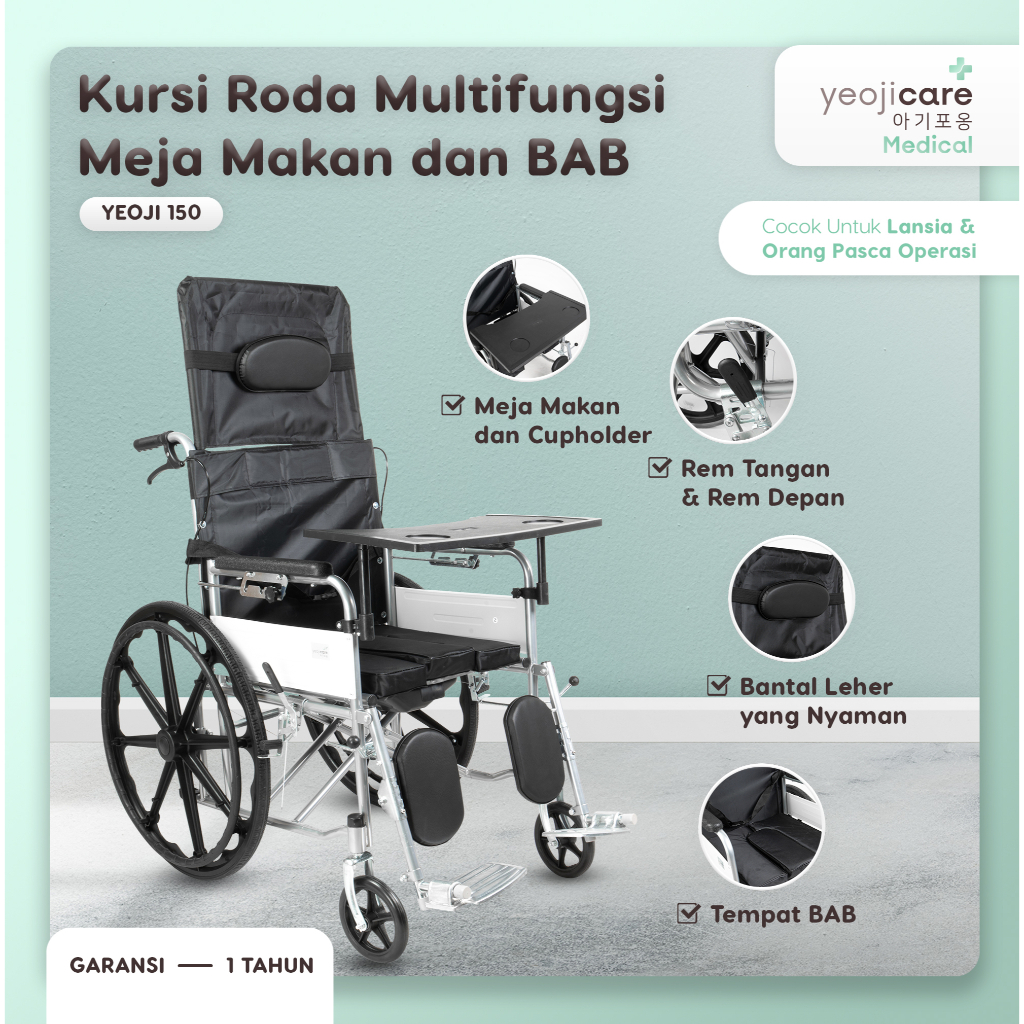 Jual Yeojicare Wheelchair Kursi Roda BAB Lipat 3in1 Reclining Tempat ...
