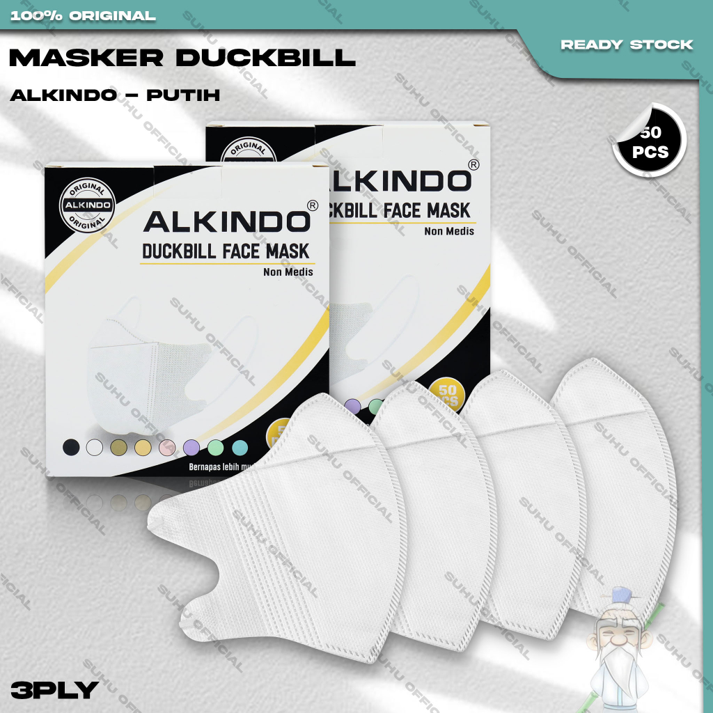 Jual Masker Duckbil ALKINDO 3Ply Isi 50Pcs Warna Putih White Duckbill Surgical Mask | Shopee ...