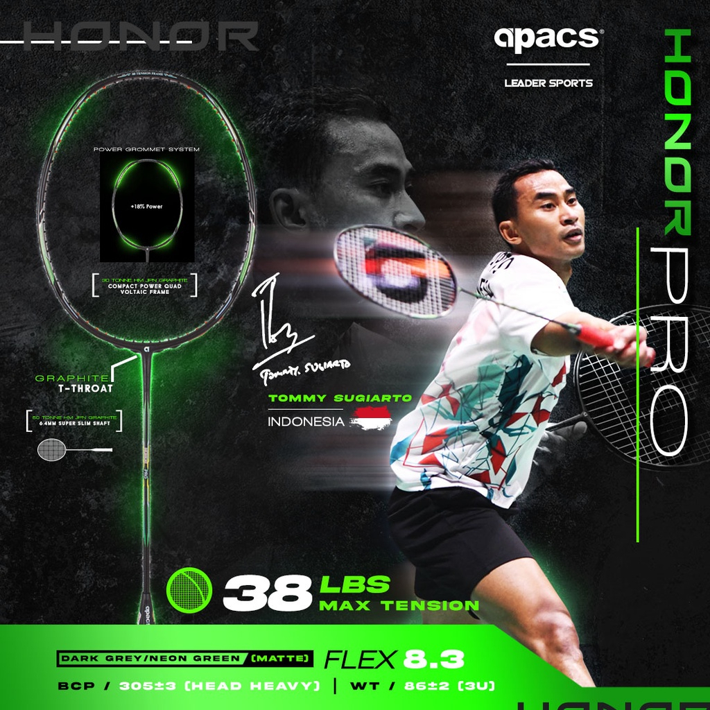 Jual Raket Badminton Apacs Honor power full Extra Head Heavy 3U ...
