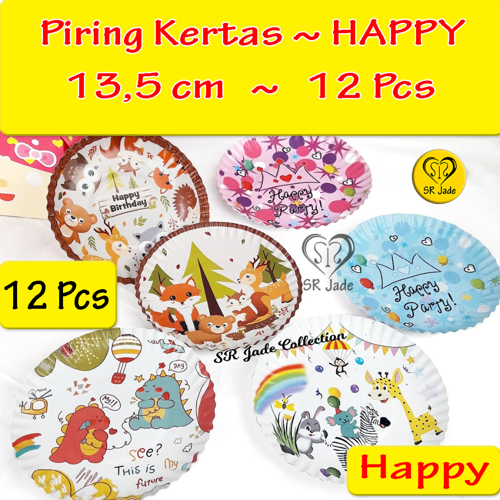 Jual 12 Pcs Piring Kertas Piring Kue Ultah Paper Plate Piring Pesta Motif | Shopee Indonesia