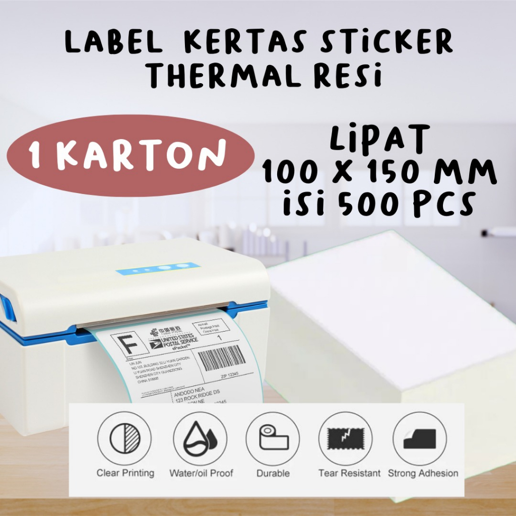 Jual 100 x 150 Thermal Label Direct Barcode 100x150 isi 500 LIPAT ...