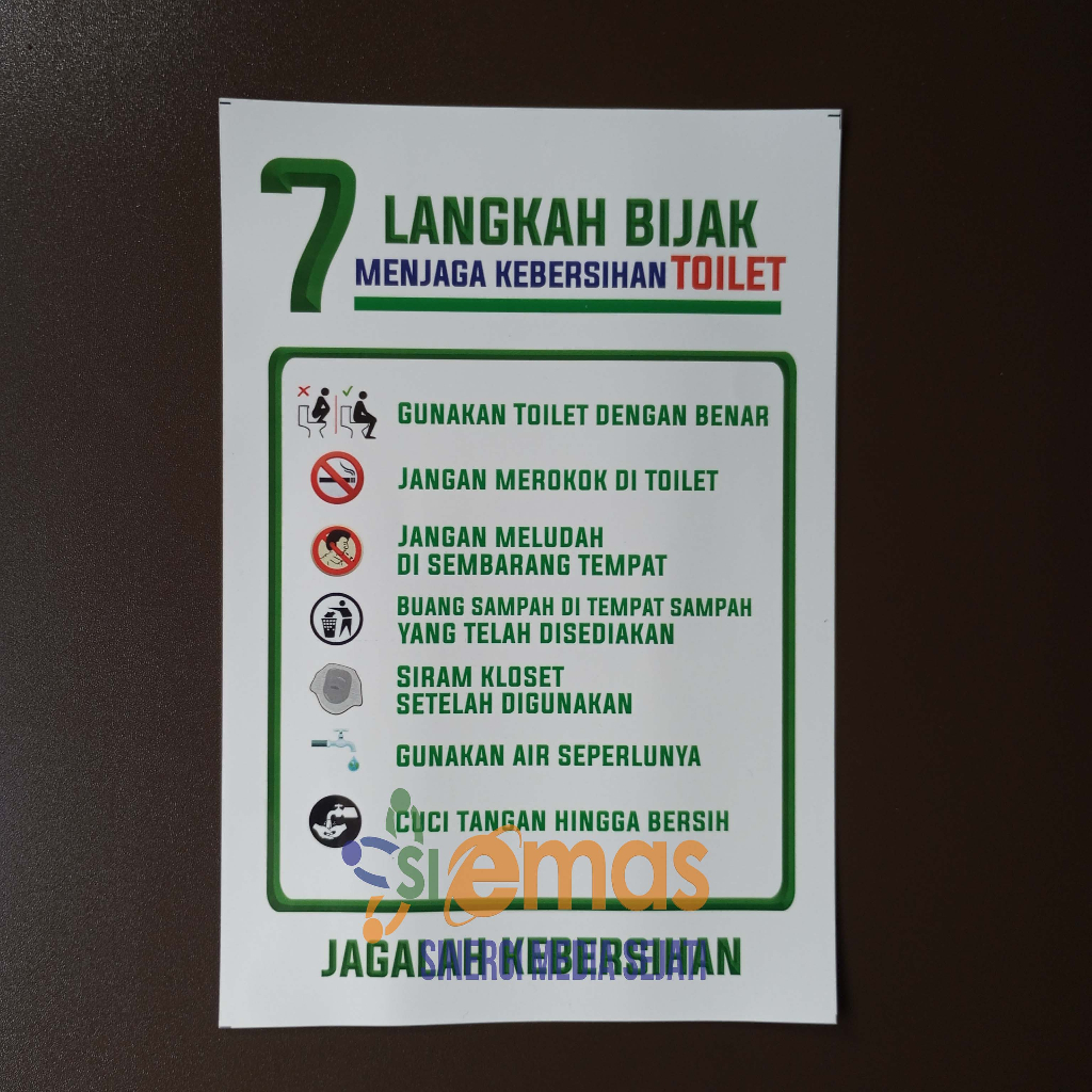 Jual Stiker 7 Langkah Bijak Menjaga Toilet | Jagalah Kebersihan Toilet | Sticker Kamar Mandi ...