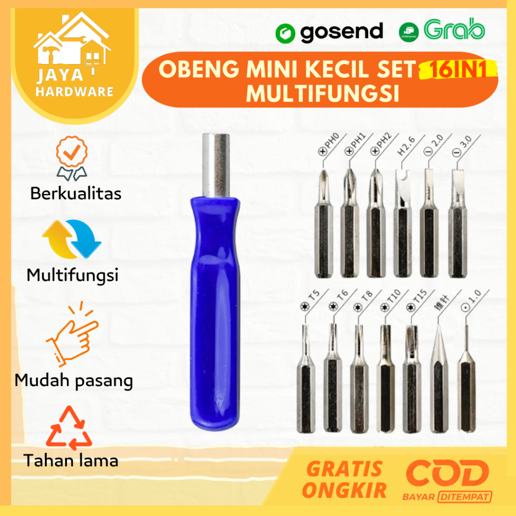 Jual Obeng HP Full Set 16 in 1 / Obeng Set Kecil / Obeng Alat Reparasi ...