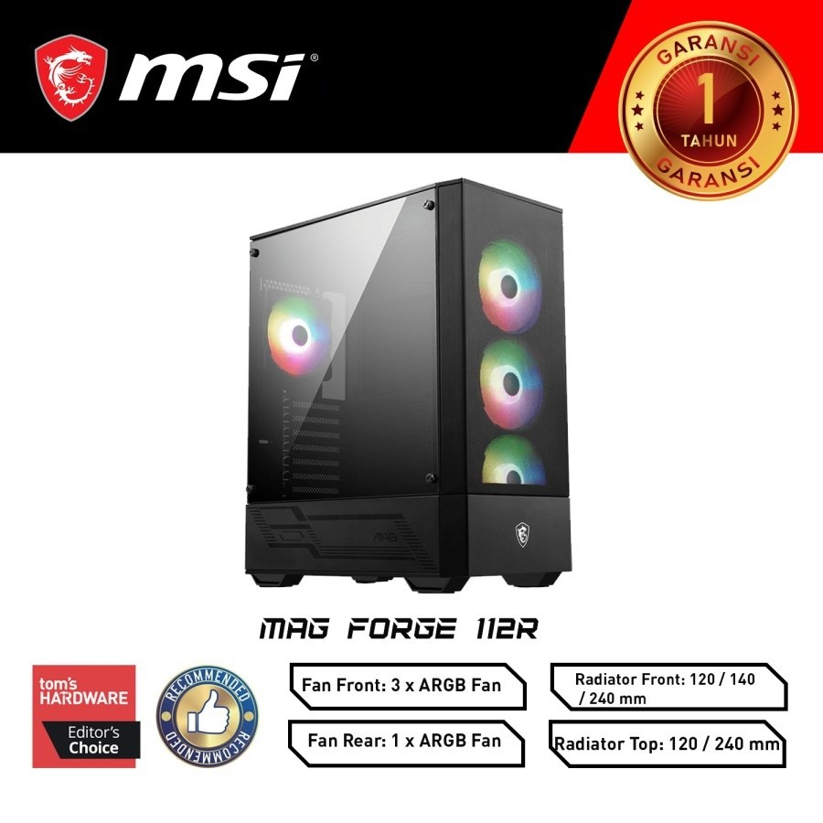 Jual MSI MAG Forge 112R Casing Gaming ATX Mid Tower with 4 ARGB Fan ...