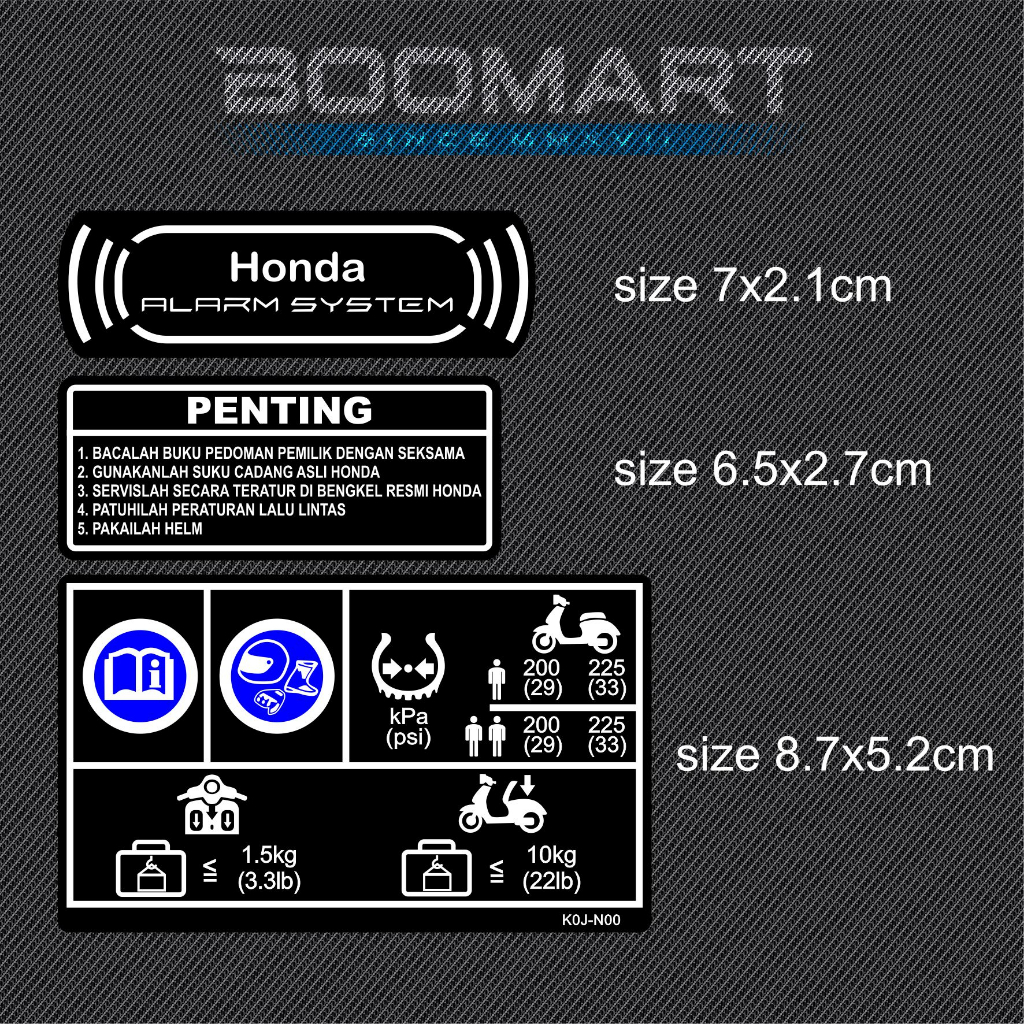 Jual GROSIR STICKER SET INFORMASI PELENGKAP HONDA SCOOPY K0J-N00 ...