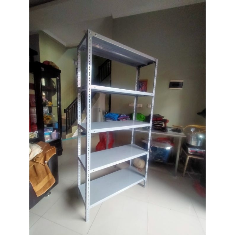 Jual rak besi siku 5 susun 40x100x200cm / rak gudang / rak siku besi ...