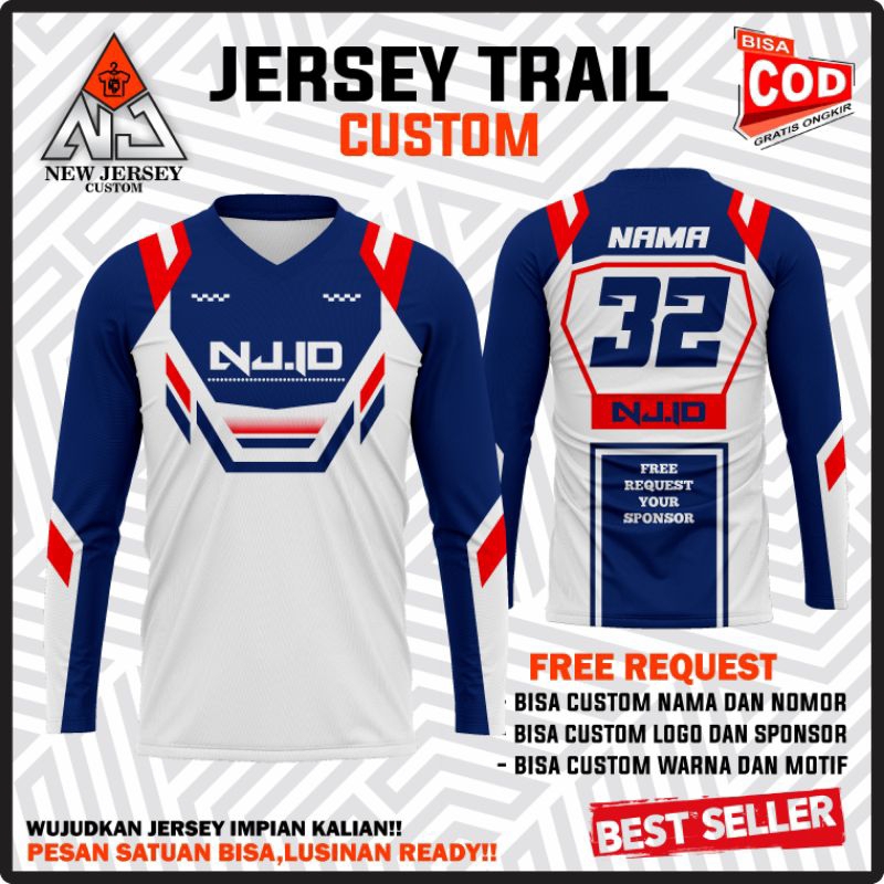 Jual Jersey Motocross Trail Adventure Custom Nama nomor sponsor Gratis ...