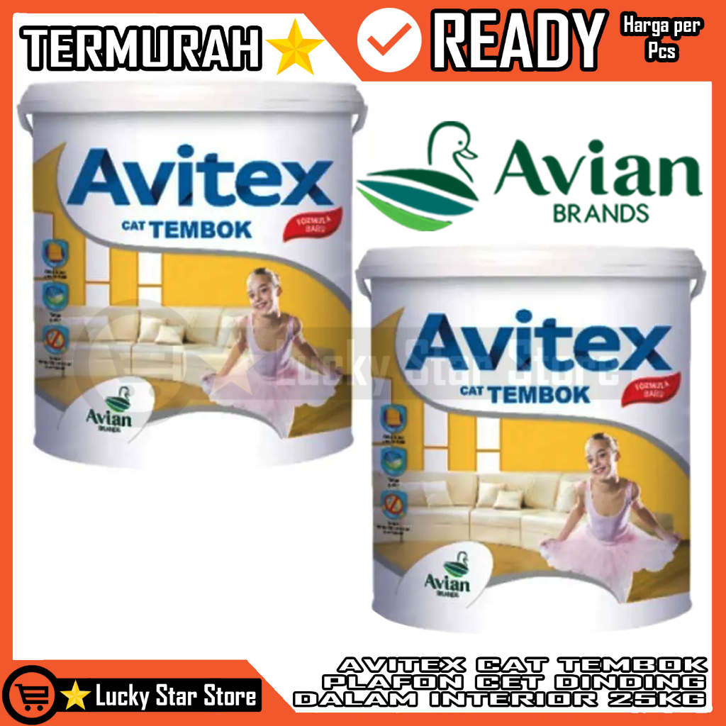 Jual CAT TEMBOK PLAFON GYPSUM AVITEX INTERIOR 25KG AVIAN KAMAR RUMAH ...