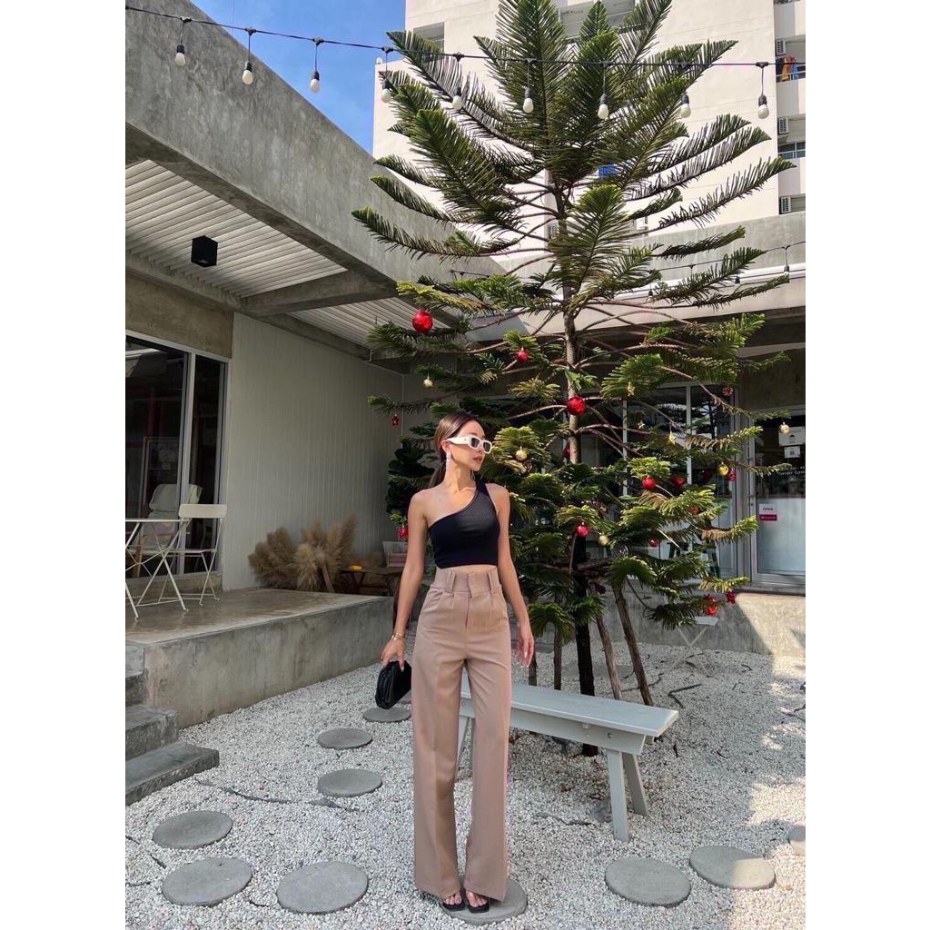 Jual [Import BKK] 039 PROMTHONG Celana Panjang High Waist Kulot Wanita ...