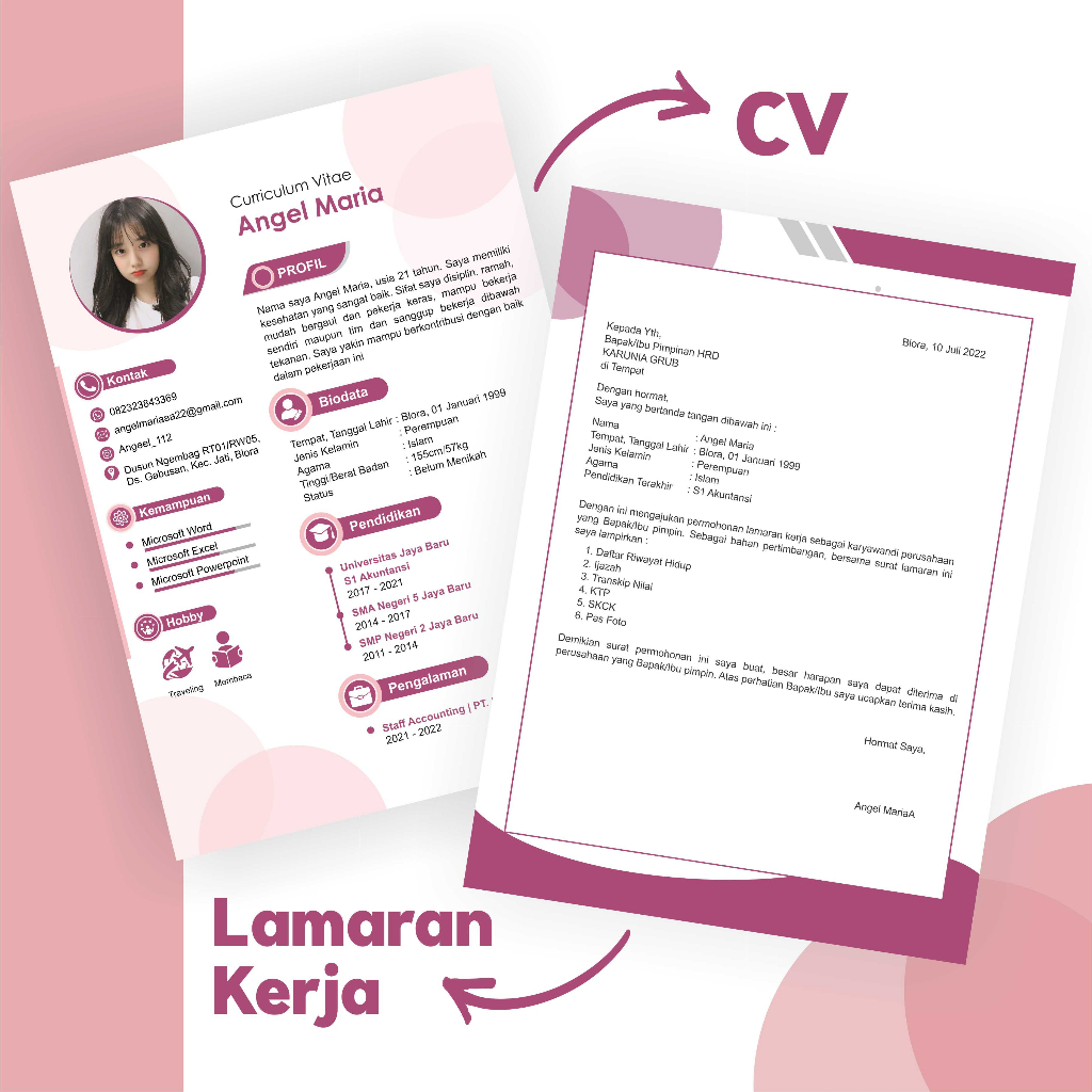 Jual CV + Lamaran Kerja , Curriculum Vitae , Lamaran Kerja | Shopee ...